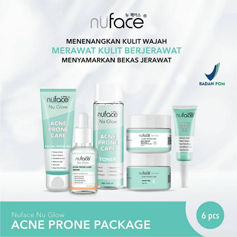 Jual Nuface NU Glow Acne Prone Care Facial Wash | Toner | Serum | Day ...