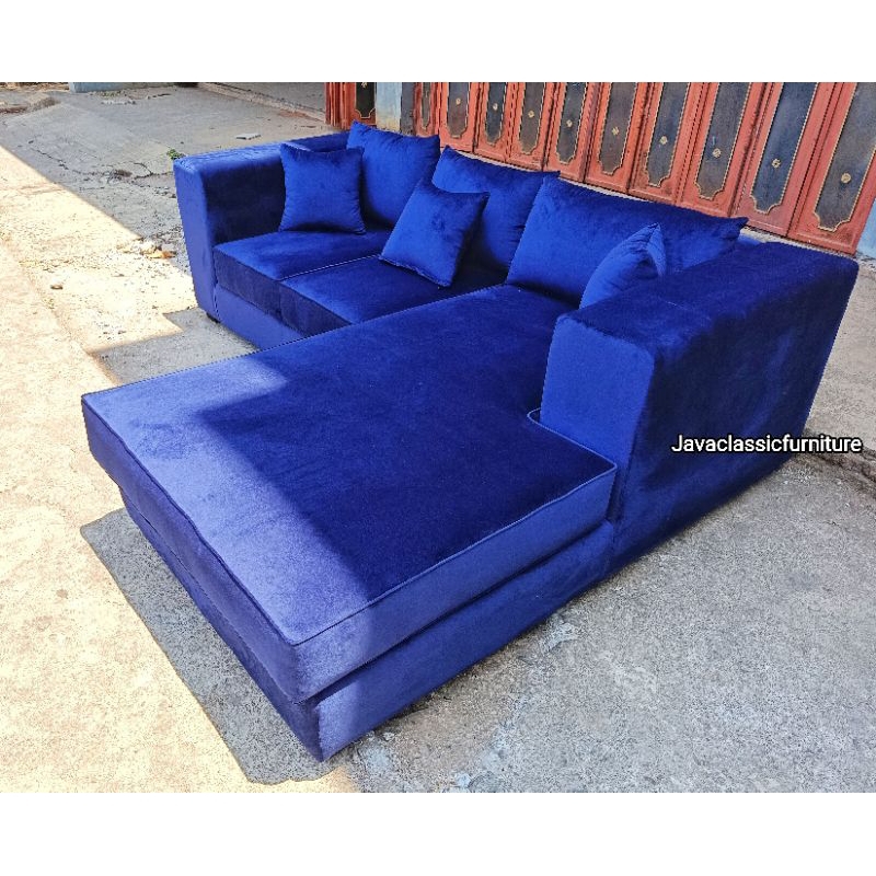 Jual SOFA TV LETTER L SOPA TAMU MINIMALIS CUSSION KAIN BLUDRU BUSA ...