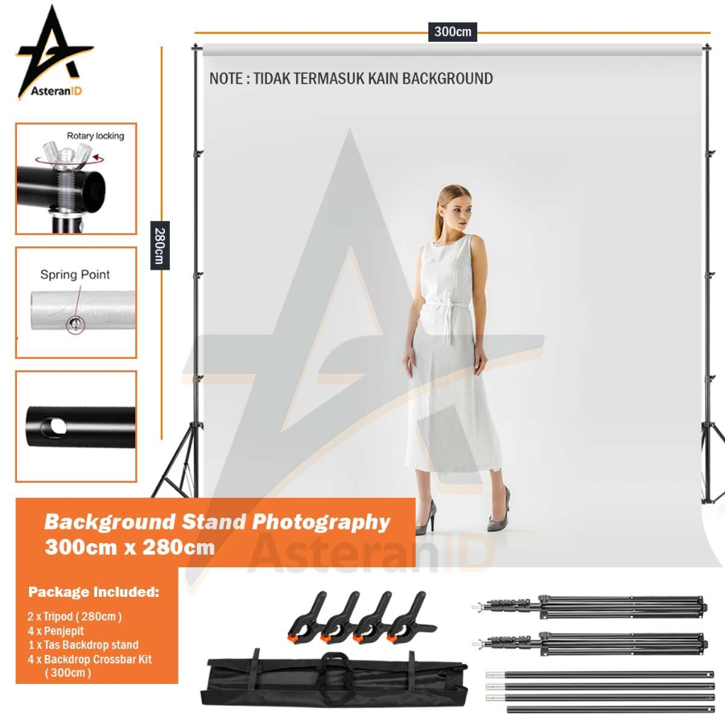 Jual Portable Background Stand 280 x 300 cm Background Foto Studio ...