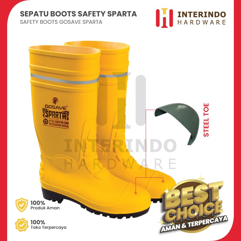 Jual Sepatu Boot Safety Rubber GOSAVE SPARTA With Steel Toe | Shopee ...