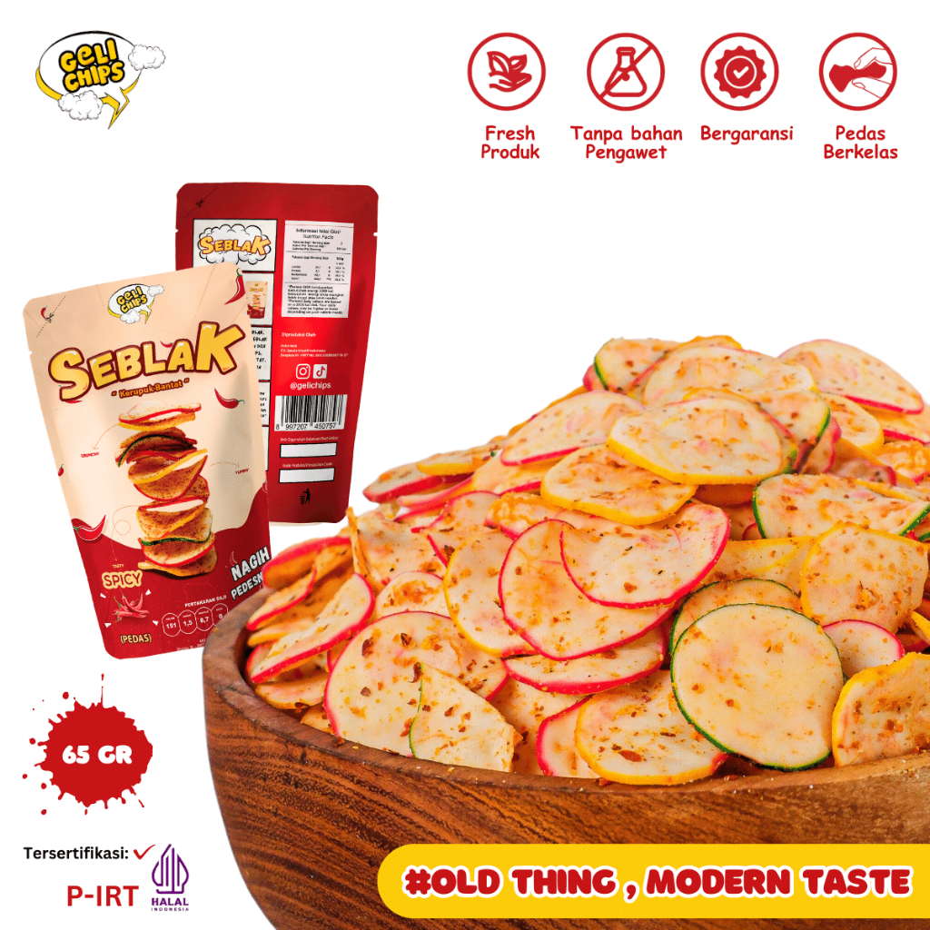 Jual Geli Chips Seblak Kering Pedas Gurih Daun Jeruk 65gr | Shopee ...