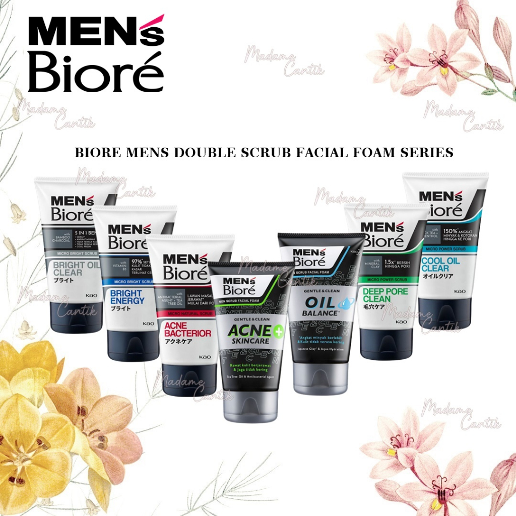 Jual MADAME BIORE MEN DOUBLE SCRUB FACIAL FOAM BRIGHT ACNE CARE SABUN ...