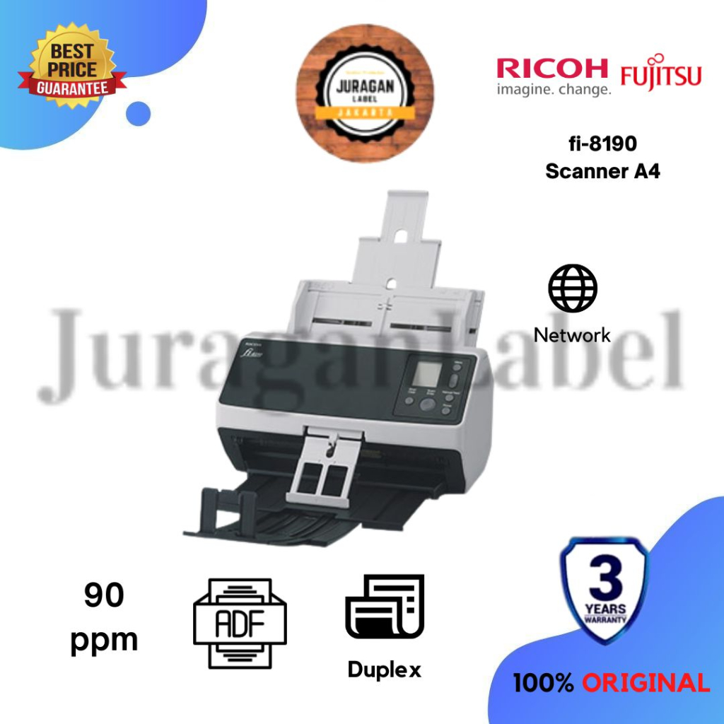 Jual Scanner Fujitsu fi-8190 A4 ADF Duplex + Network 90ppm Ricoh fi8190 | Shopee Indonesia