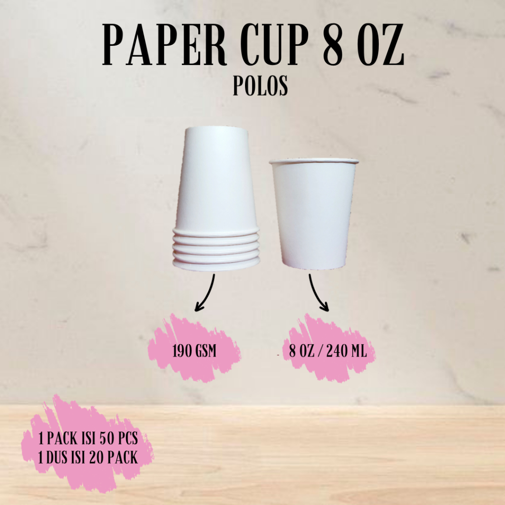 Jual PAPER CUP POLOS 8 OZ GELAS KERTAS KOPI 240 ML | Shopee Indonesia