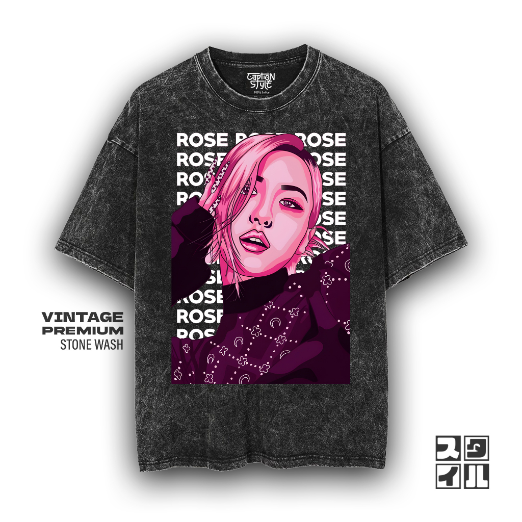 Jual Caption'Style Baju Band Blackpink ROSE Kaos Stonewash | Kaos Oversize Wanita | Kaos Pria ...