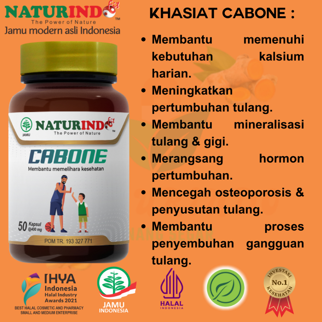 Jual HERBAL CABONE NATURINDO Jamu Kalsium Tulang Gigi Tulang Sehat ...