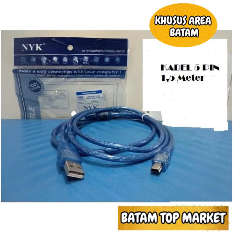 Jual KABEL DATA PS 3 HARDDISK USB 2.0 To MINI USB V3 5 Pin Panjang 1.5 ...