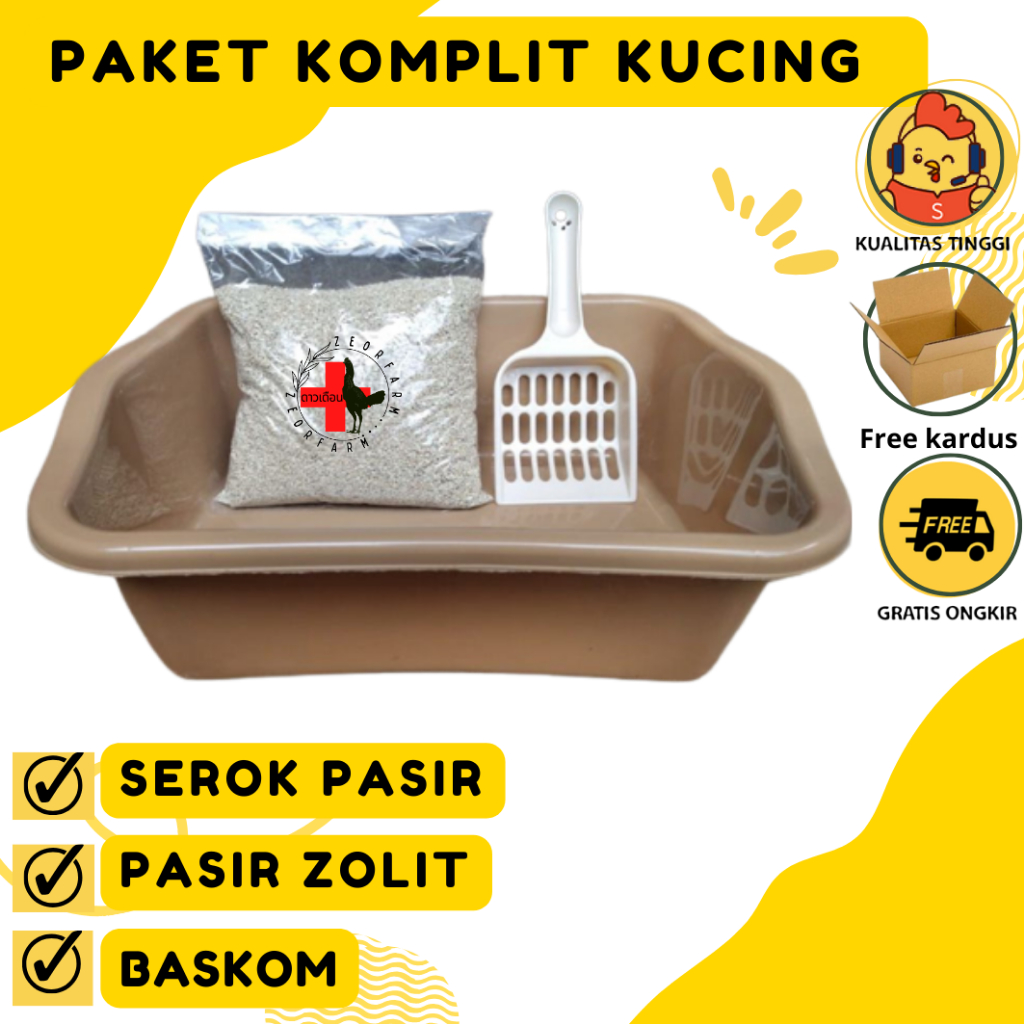 Jual paket Baskom Pasir Serokan Tempat Pup Kucing Litter box Paket ...