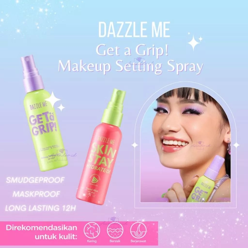 Jual DAZZLE ME Get a Grip Makeup Setting Spray | Dazzle Me Skin Stay Hydrated Facial Mist 60ml ...