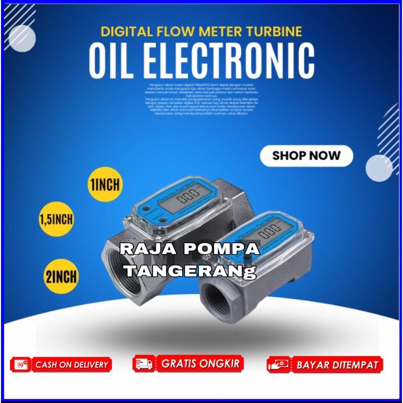 Jual Turbine Water Flow Meter 1.5" Digital 1,5 Inch Fuel Solar NPT ...