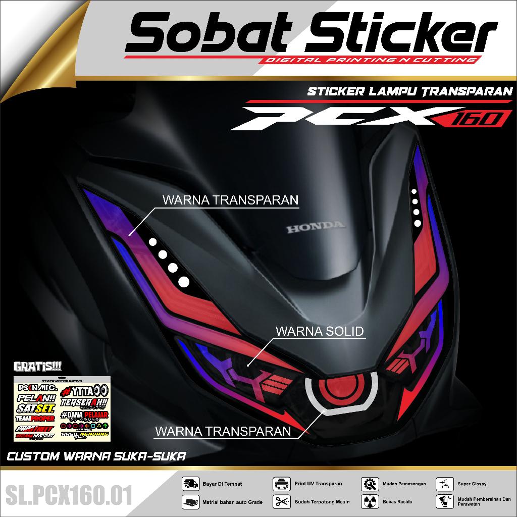 Jual Stiker Lampu PCX 160 / Sb Stiker Variasi Lampu Alis Motor Honda ...