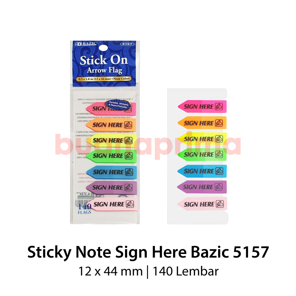 Jual Sticky Notes Sign Here Bazic 5157 Index and Mark Tempelan Memo ...