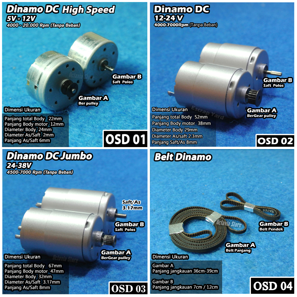 Jual Dinamo DC 5V 9V 12V 24V 42V dan Gear Pully Belt Generator Listrik ...