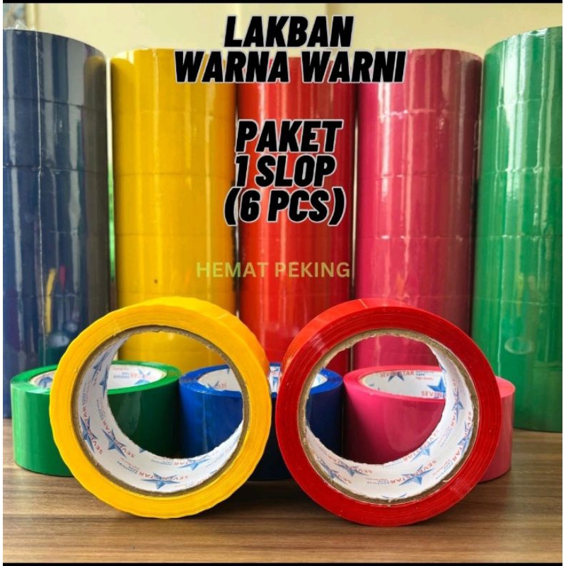 Jual Lakban Warna Warni 45 x 90 y OPP Color Tape 1 Slop isi 6 pcs ...