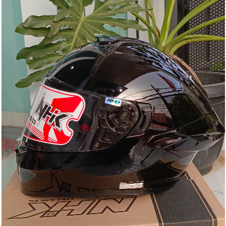 Jual HELM NHK MARK 1 SOLID DOUBLE VISOR BLACK GLOSSY HELM FULL FACE NHK ...
