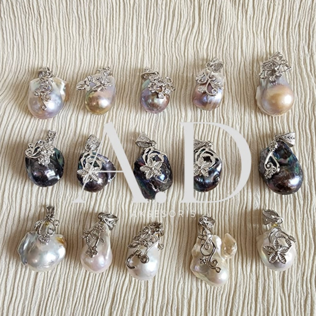 Jual Liontin Mutiara Air Tawar Barok ASLI Hitam Putih Lavender Campur ...