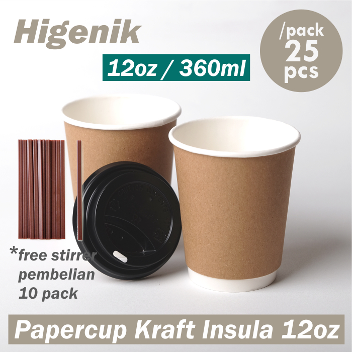 Jual Papercup Double Wall Kraft 12 oz / Papercup Murah Gelas Kertas 12oz | Shopee Indonesia