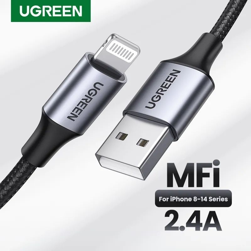 Jual UGREEN MFI USB A to Lightning Nylon Braided Cable For iphone 6 7 8 X XR 11 12 SE ipad ...
