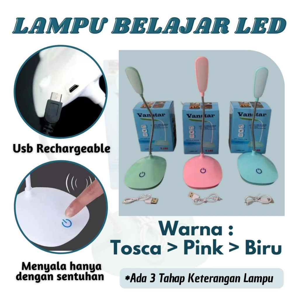 Jual LAMPU MEJA BELAJAR VANSTAR LED V-180 - LAMPU BELAJAR LED 3 TAHAP ...