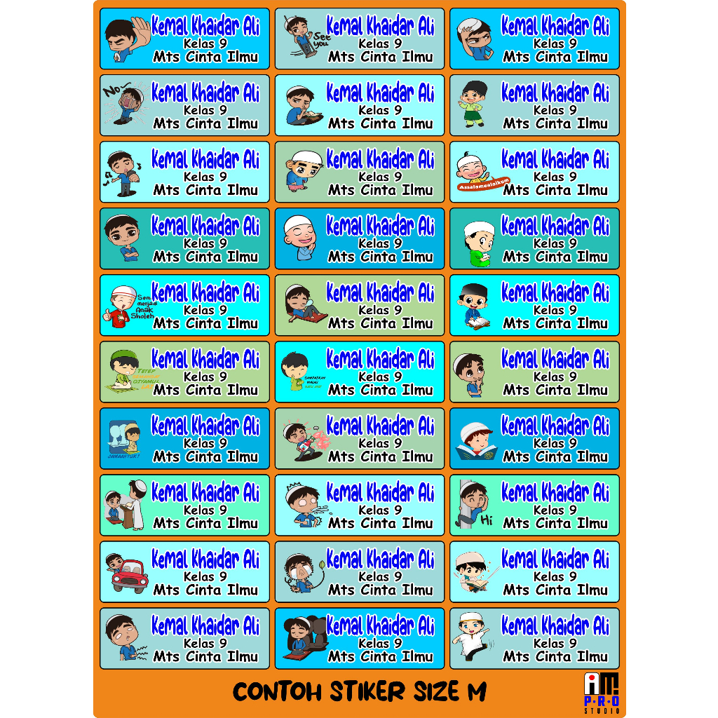 Jual Stiker label nama Anti Air Karakter SOLEH KID laki laki | Shopee ...