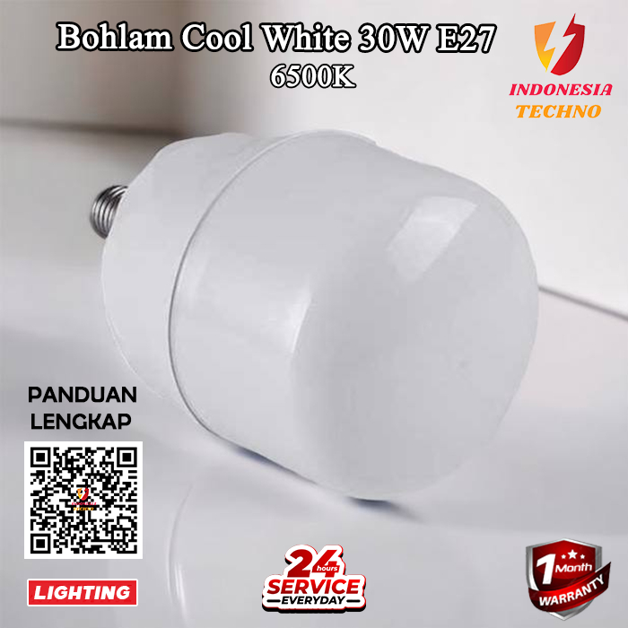 Jual Lampu Bohlam LED 30W Bulb Cahaya Putih Cool White 6500K E27 ...