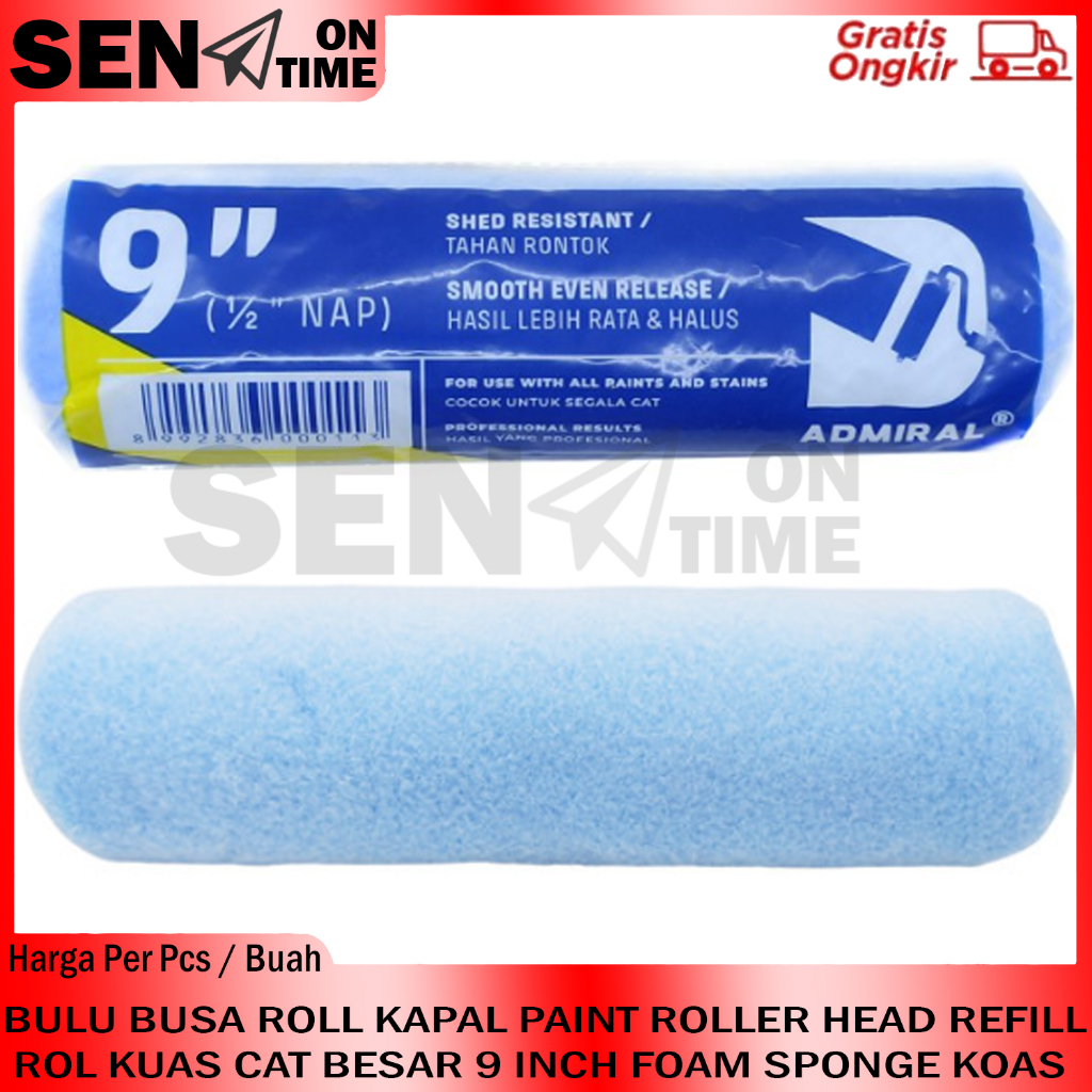 Jual REFILL KUAS ROL KAPAL SPONS 9" KOAS ROLL BUSA CAT 9 IN INCI INCH ...