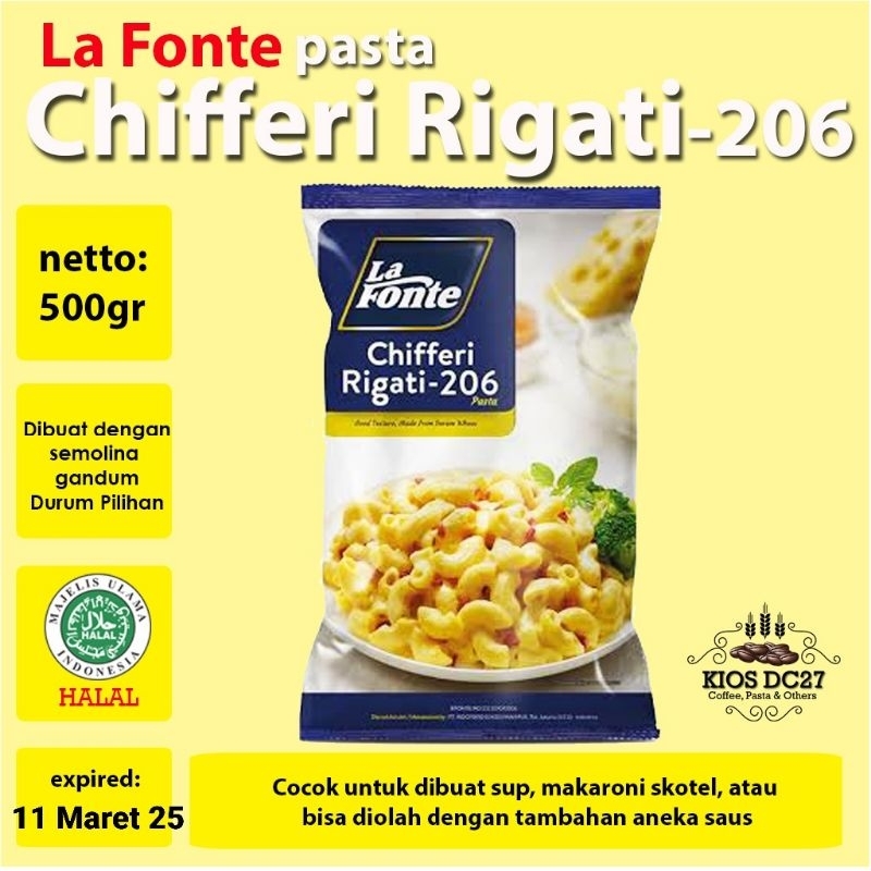 Jual La Fonte Macaroni/Makaroni Pasta Chifferi Rigati 206 450gr ...