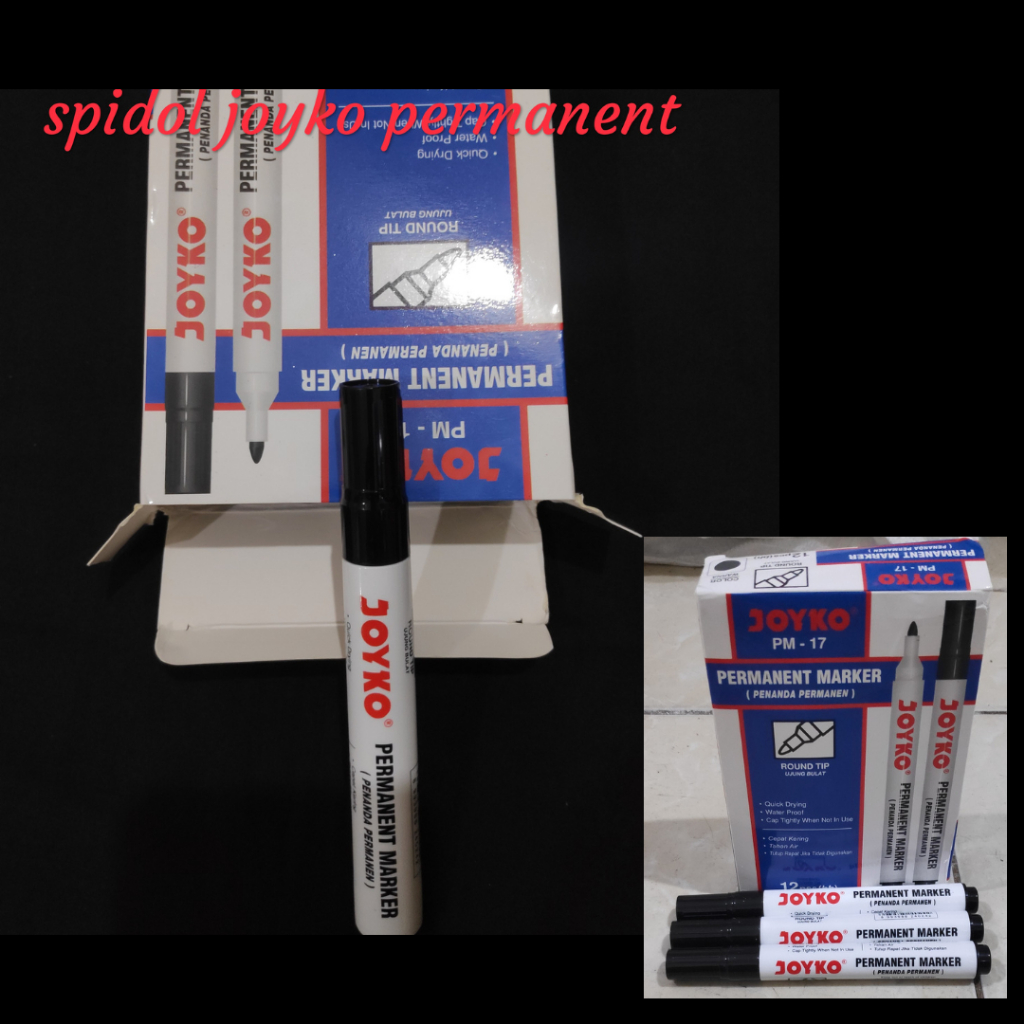 Jual Spidol Permanent warna Hitam, Spidol Joyko. permanent marker ...
