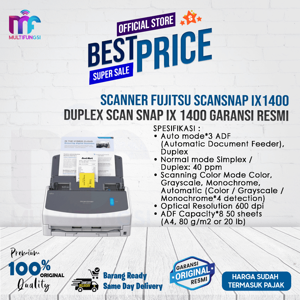 Jual Scanner Fujitsu / Ricoh ScanSnap IX1400 Duplex Scan Snap IX 1400 ...