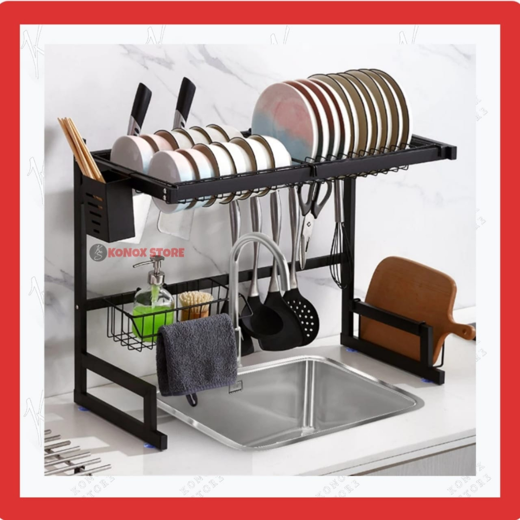 Jual RAK DAPUR CUCI PIRING STAINLESS HITAM / RAK PIRING ATAS WASTAFEL ...