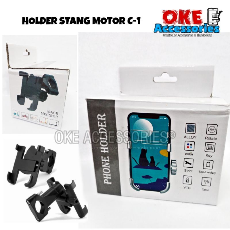 Jual PHONE HOLDER C-1 / HOLDER MOTOR FULL BESI/ HOLDER STANG MOTOR ...