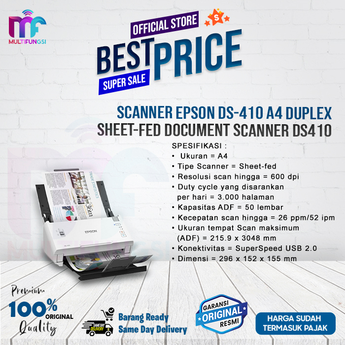 Jual Scanner EPSON DS-410 A4 Duplex Sheet-fed Document Scanner DS410 ...