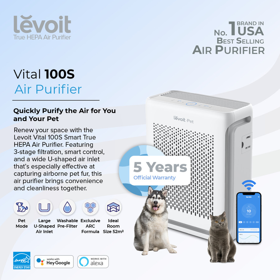 Jual Levoit Vital 100S Pet Care Smart True HEPA Air Purifier USA ...