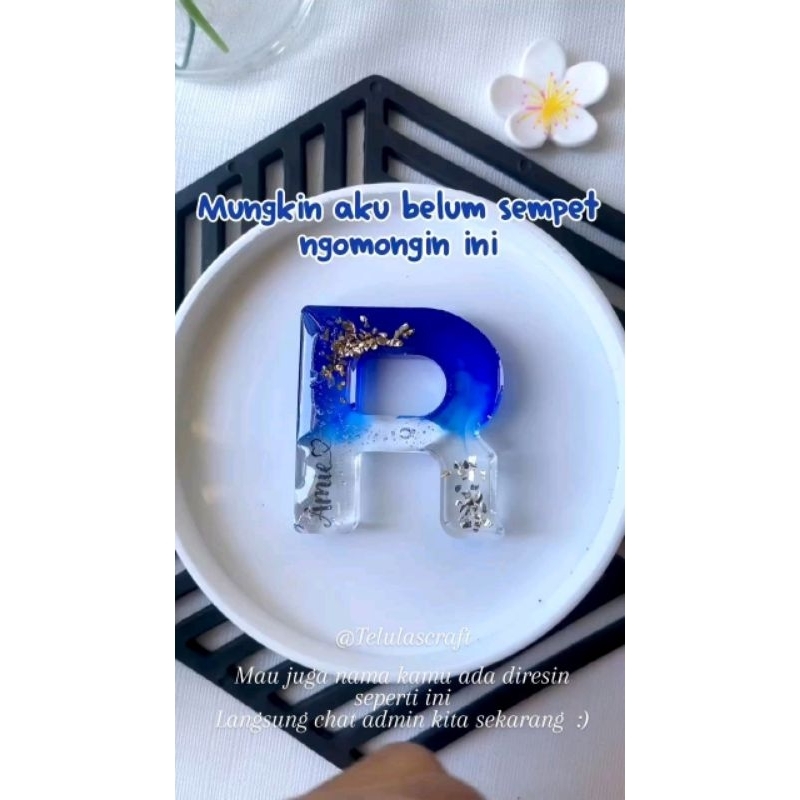 Jual Custom Keychain akrilik Abjad , Resin art Name abjad custom ...