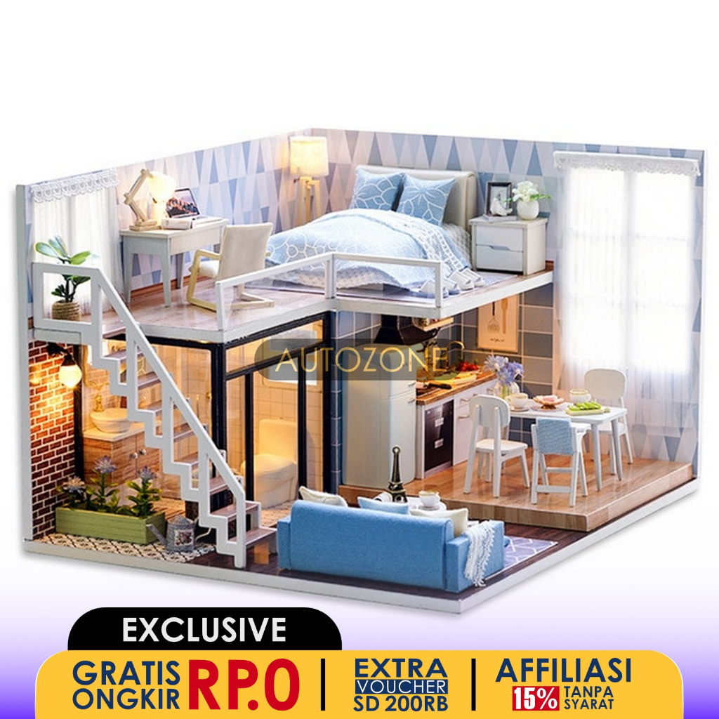 Jual CUTE ROOM Miniatur Rumah Boneka DIY Doll House Wooden Furniture ...