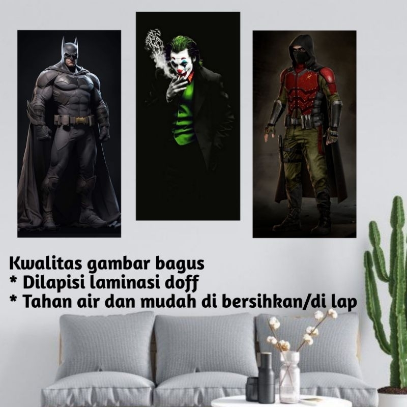 Jual Hiasan dinding poster 1 paket batman robin dan joker untuk ...