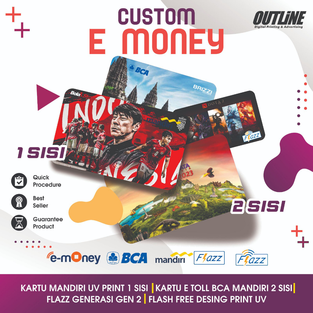Jual CETAK/PRINT E Money /E TOLL Kartu Mandiri Print 1 Sisi | Kartu E Toll BCA Mandiri 2 Sisi ...