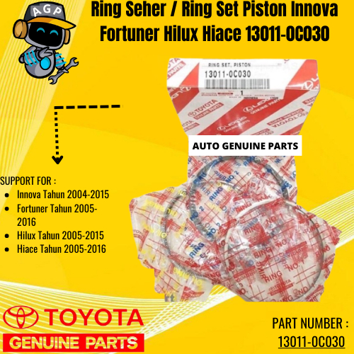 Jual Ring Seher / Ring Set Piston Innova Fortuner Hilux Hiace 13011 ...