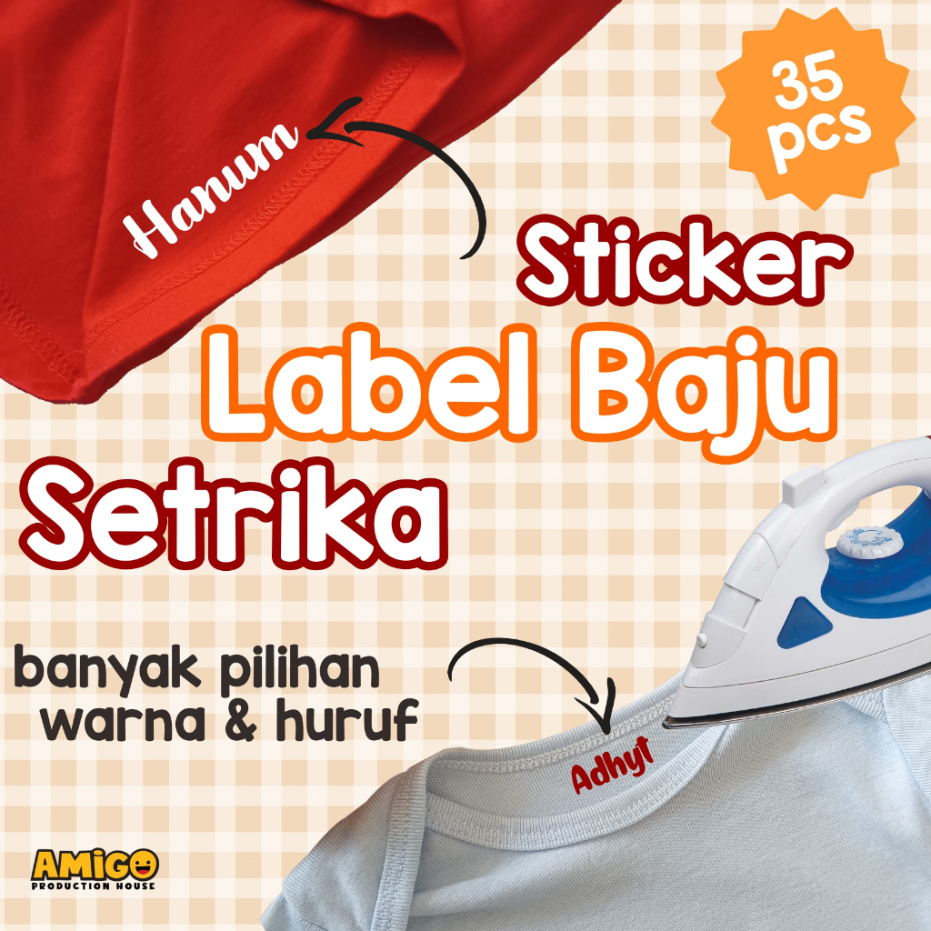 Jual Label Baju Nama Stiker Baju Stiker Kain Setrika Custom Nama ...