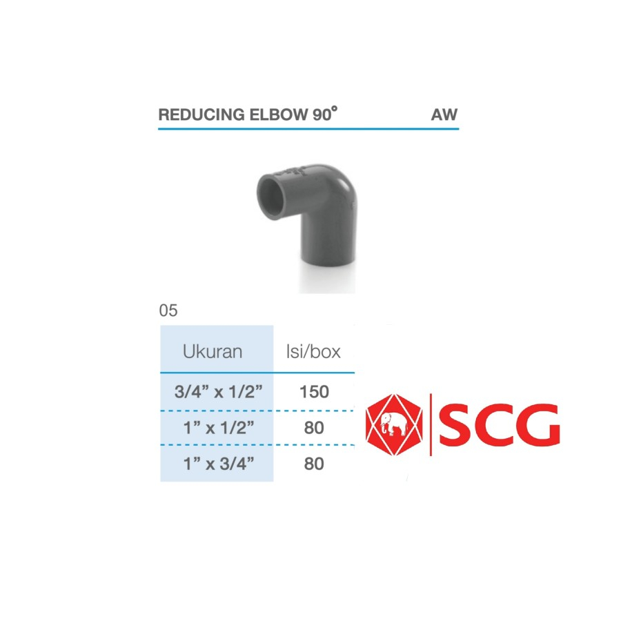 Jual Verlop Knee / Reduser Elbow / Reducing Elbow 3/4" x 1/2" AW PVC ...