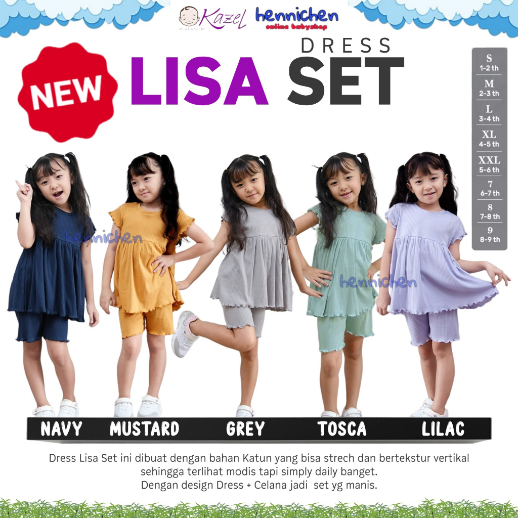 Jual Kazel Lisa Rib Set 1-9 Tahun Setelan Dress Rib Lisa Ruffle Anak Perempuan X Zebe | Shopee ...