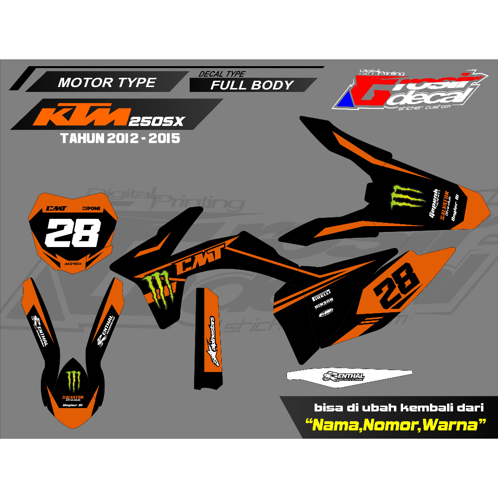 Jual DECAL KTM 250 OLD 2012 FULL BODY STIKER KTM 250 2012 - 2015 ...