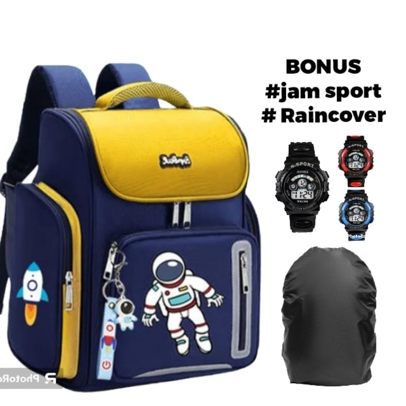 Jual Tas ransel anak sekolah SD astrnot tabung bonus jam dan raincover | Shopee Indonesia