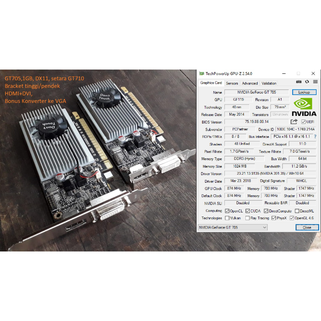 Jual VGA nvidia GT705 GT 705 1GB Valorant PUBG GTA V vga 1GB DX11 ...