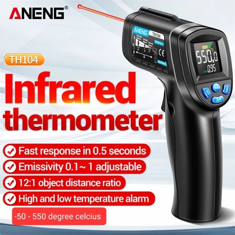 Jual termometer laser IR non kontak objek cairan industri kimia daging ...