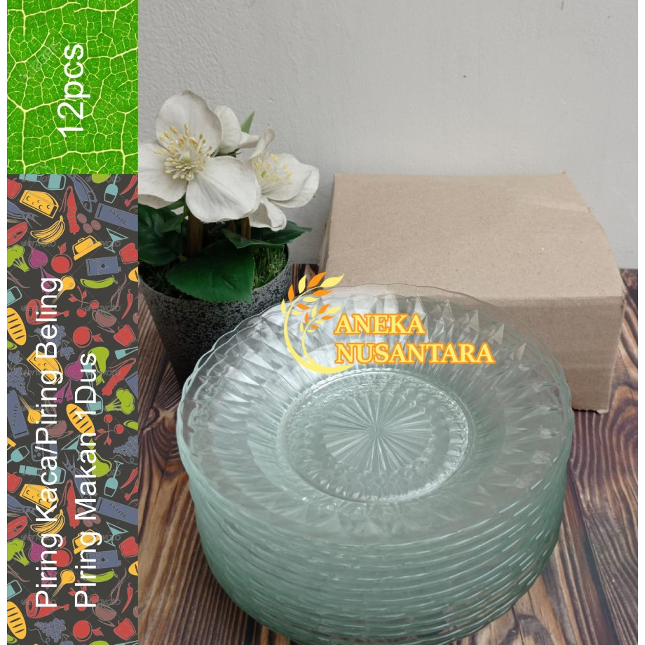 Jual Piring Kaca Piring Beling Piring Makan Bening Kaca Beling 1 Lusin ...