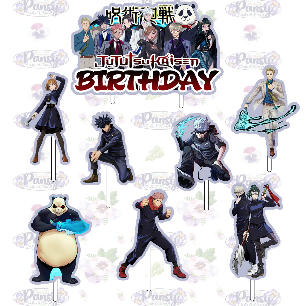 Jual Cake topper / cupcake topper Jujutsu kaizen + banner Birthday ...