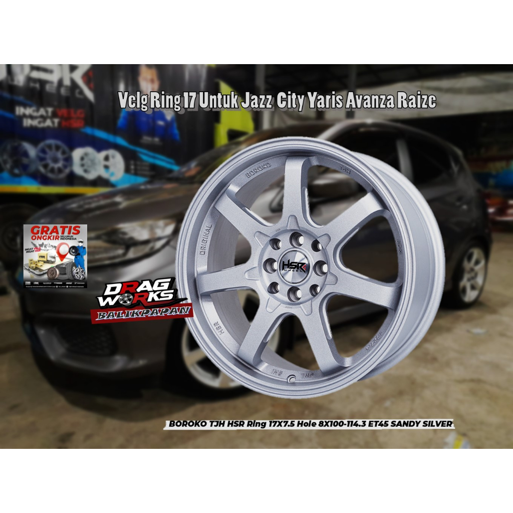 Jual Velg Mobil Ring 17 Pelek HSR Boroko TJH R17 Lebar 7.5 Lubang 4 Silver , untuk Yaris Avanza ...
