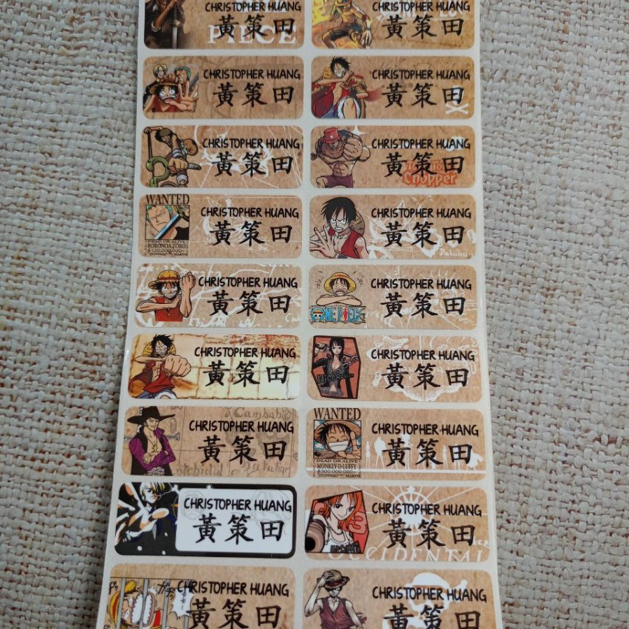 Jual One Piece Label nama sticker label name waterproof | Shopee Indonesia