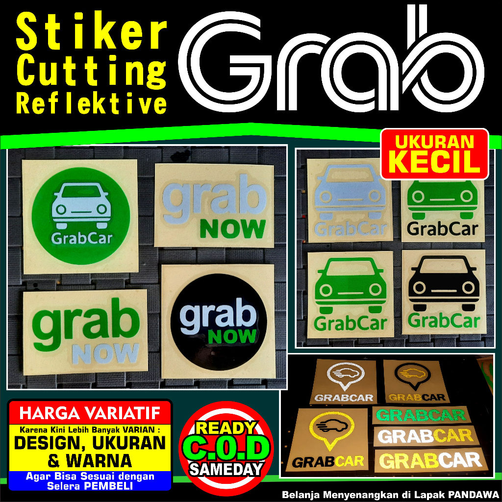 Jual Stiker Cutting Reflektive : " GRAB " Ukuran Kecil | Shopee Indonesia